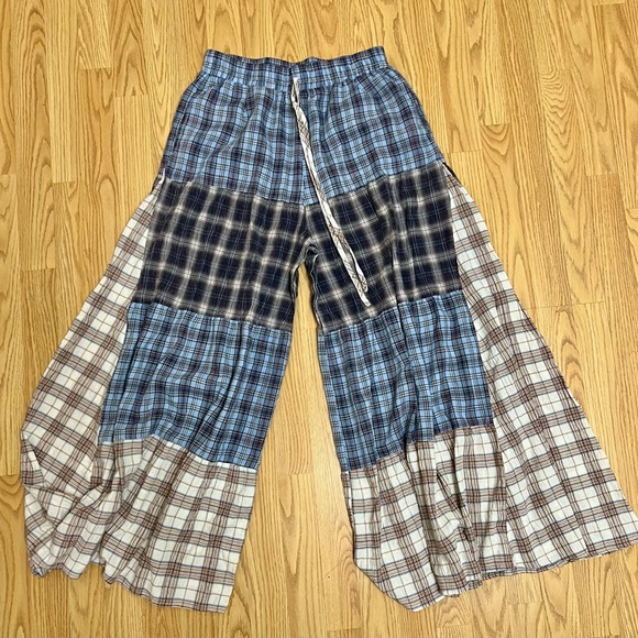 Oddi | Pants & Jumpsuits | Oddi Nwot Patchwork Wideleg Pants Blue Brown ...